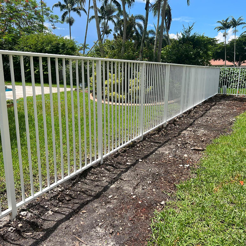 White Mechanical Aluminum Fence - South Florida Fence Installation ...