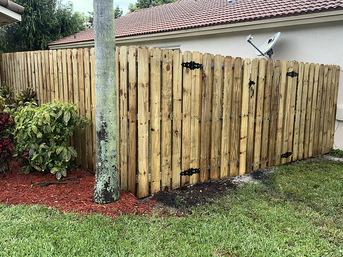 Shadowbox Wood Pool Code Fence in Broward County - South Florida Fence ...