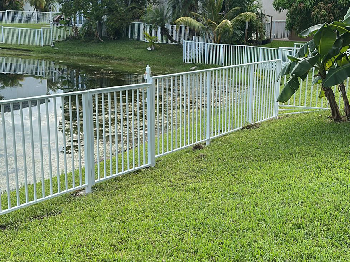 4' White Mechanical Aluminum Fence with Walk Gates in Miramar - South ...