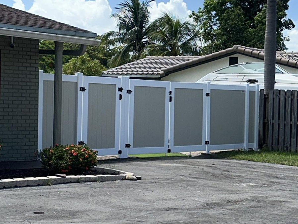 White Frame with Tan Pickets PVC Privacy Fence in Margate - South ...